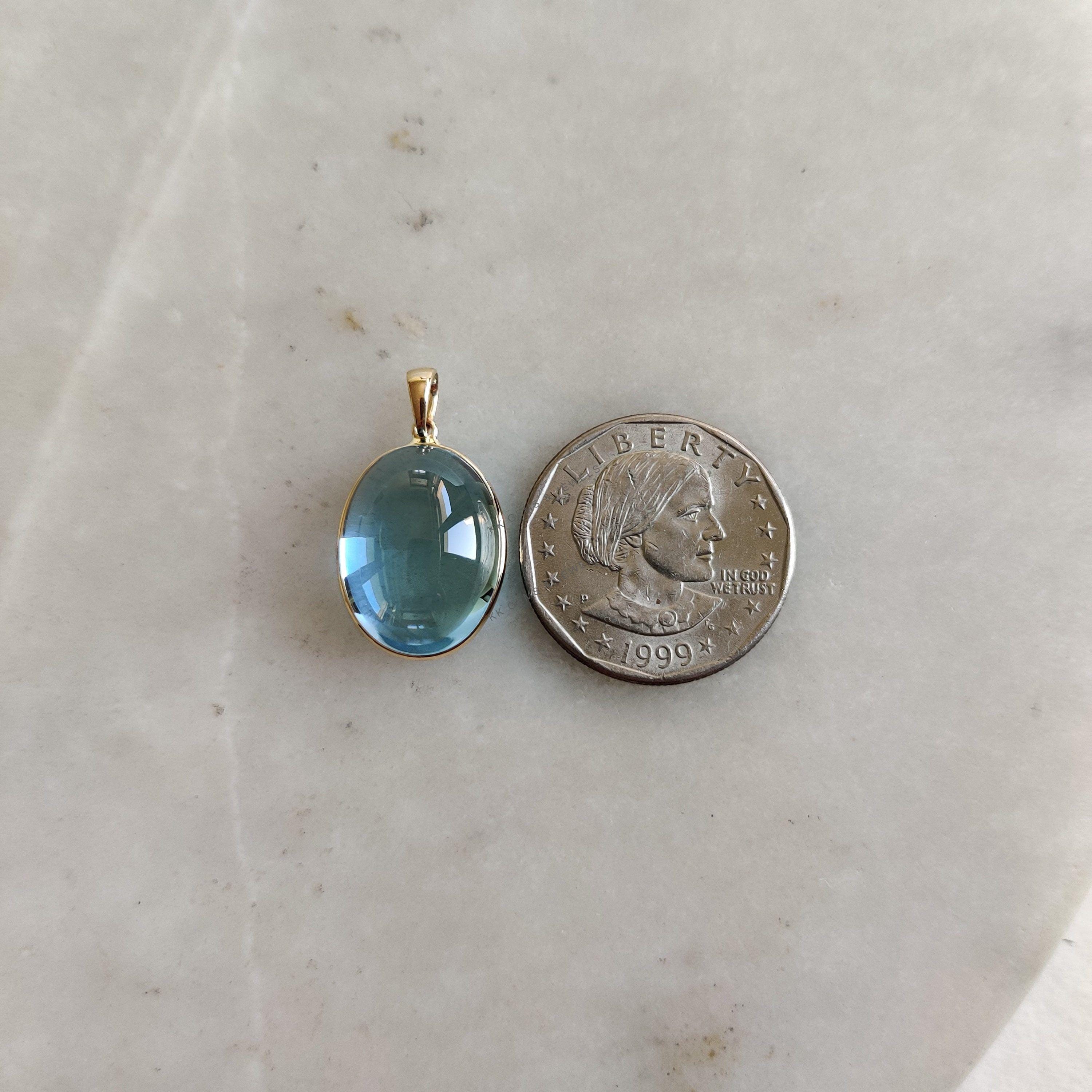 14K Gold Sky Blue Topaz Pendant: December Birthstone Jewelry - Etsy