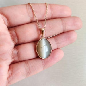 14K Solid Yellow Gold Natural Cat's Eye Pendant, June Birthstone - Etsy