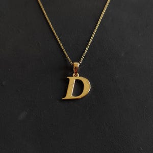 14K Gold Initial D Pendant, Solid Yellow Gold Initial D Charm Pendant ...