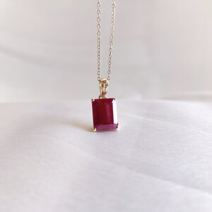 Natural Ruby Pendant, 14K Solid Yellow Gold Ruby Pendant, July ...