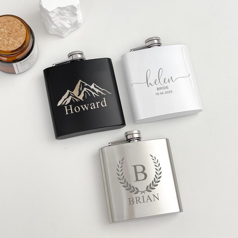 Personalised Laser-engraved Wedding Hip Flasks/wedding Gift Idea/best ...