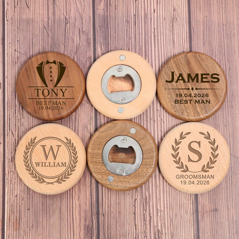 Personalized Engraved Magnet Bottle Opener/ Custom Logo Wooden Magnet ...