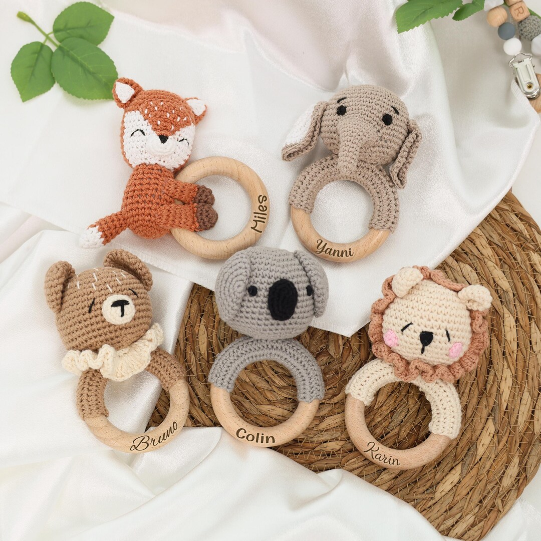 Personalized Animal Rattle With Babies Name/ Gift for Nephew/ Custom ...