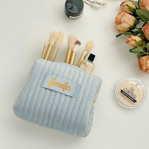 Personalized Suede Makeup Bag, Custom Velvet Cosmetic Bag, Travel ...