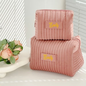 Personalized Suede Makeup Bag, Custom Velvet Cosmetic Bag, Travel ...