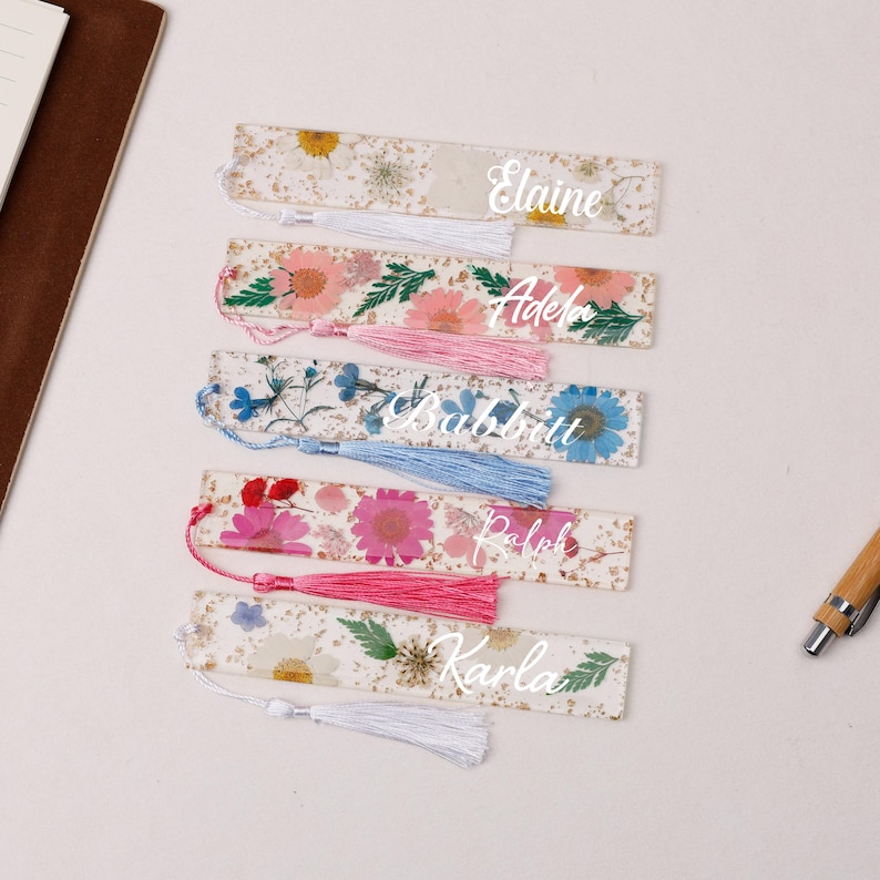 Personalized Birth Flower Resin Bookmark/ Book Lover Gift/ Custom ...