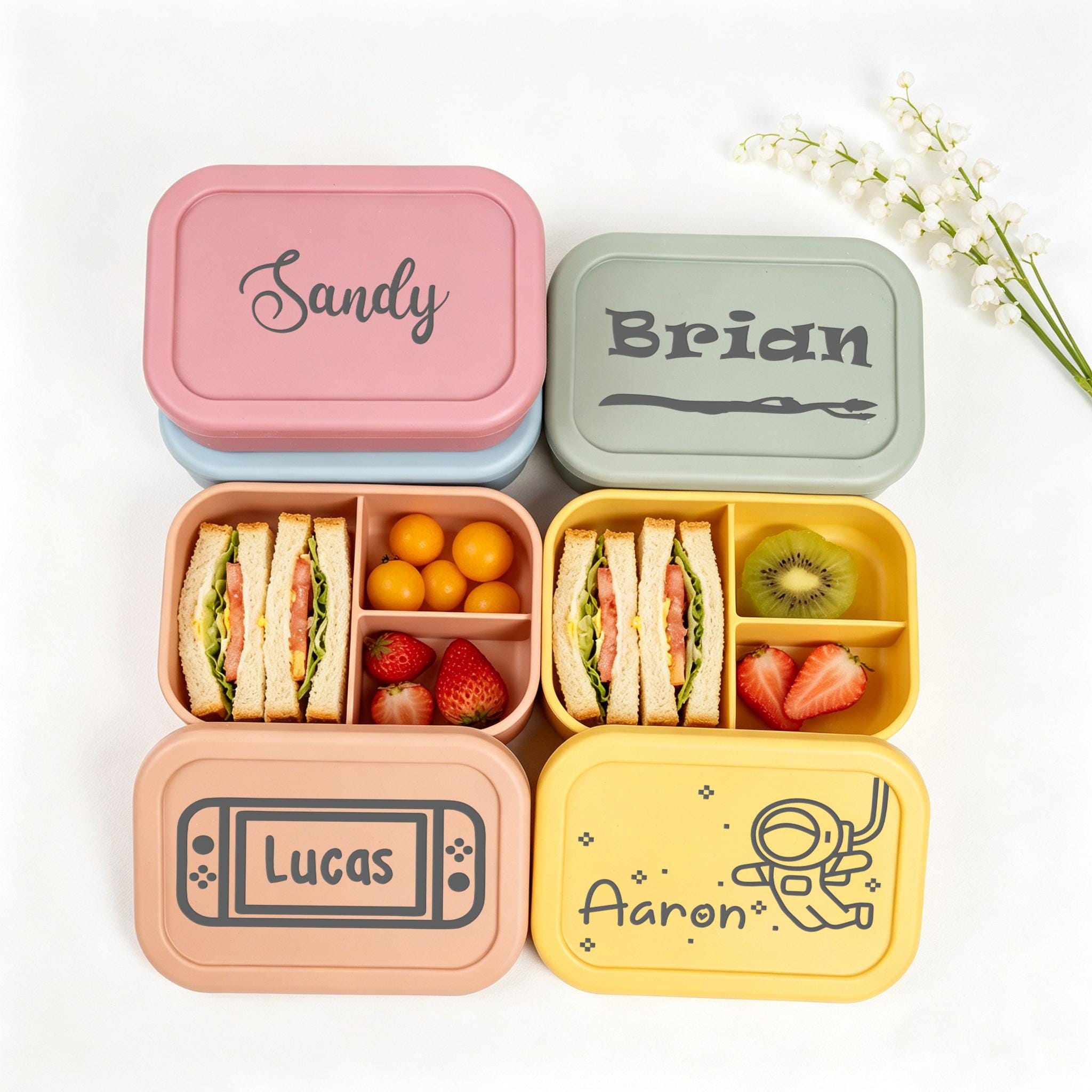 Personalized Kids Bento Box/ Custom Engraved Silicone Lunch Container ...