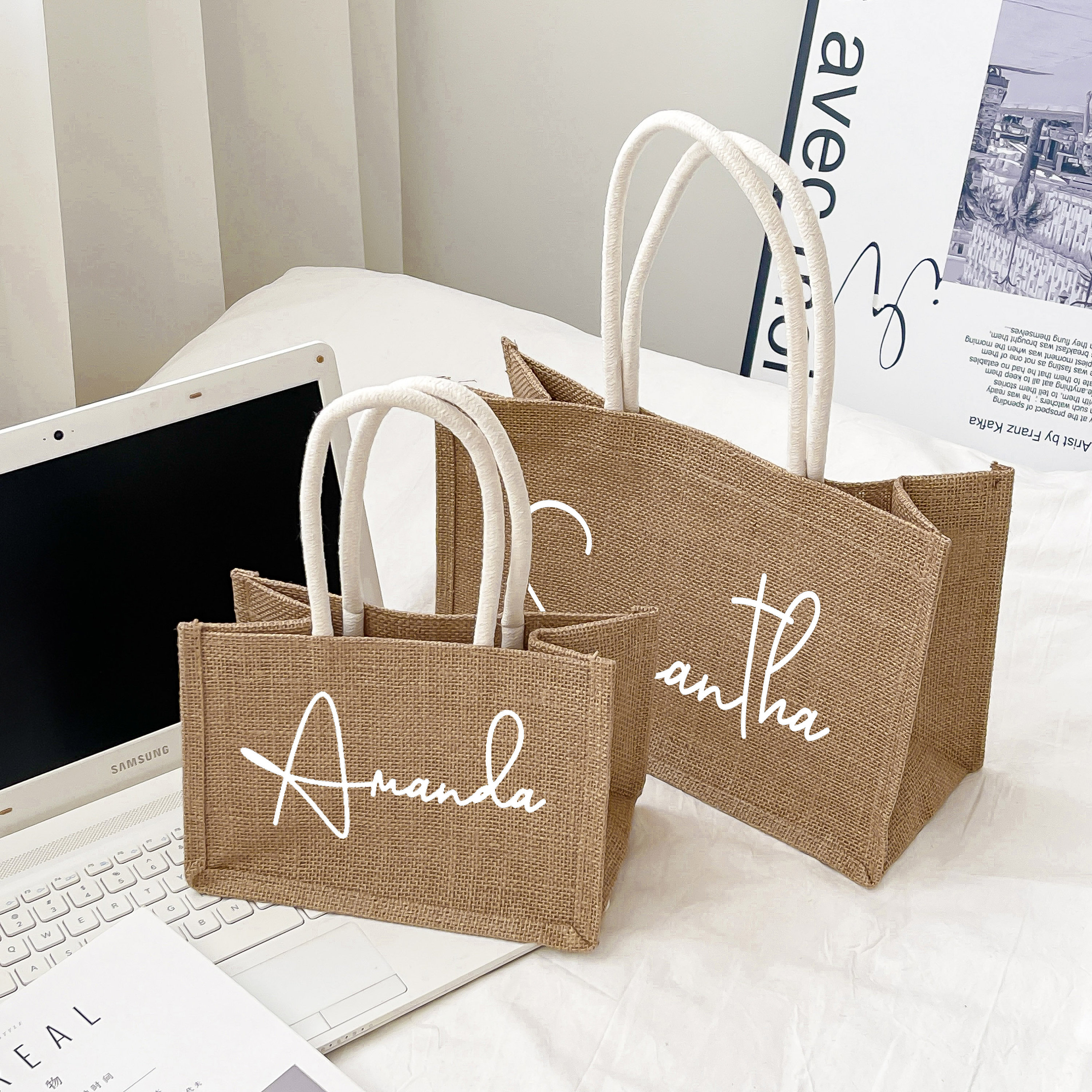 Personalized Burlap Bags/ Custom Name Jute Bag/ Bachelorette Party ...