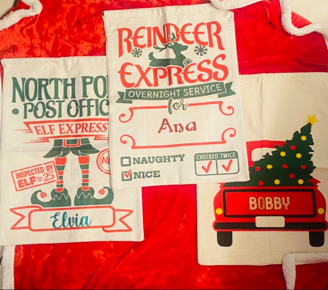 29 STYLES POPULAR Custom Santa Sack, North Pole Express Sack, Christmas ...