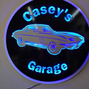 LED Lighted Garage Sign | Metal | Double Panel | Home or Business ...