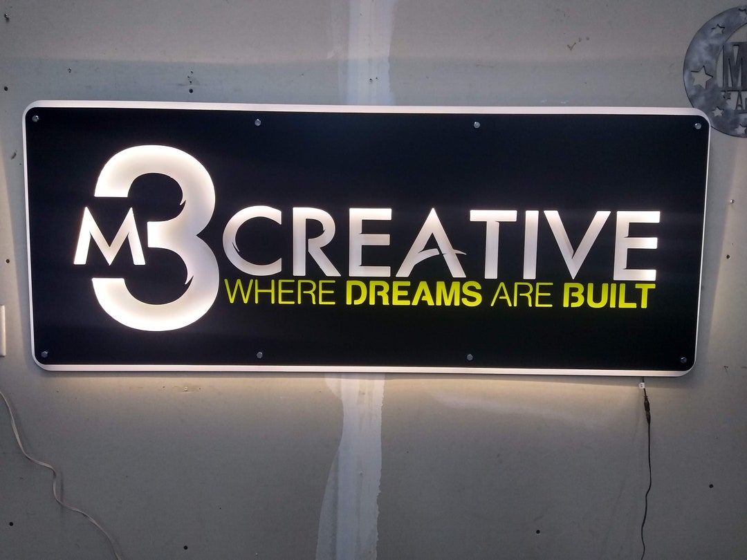 LED Lighted Metal Sign Double Panel Home or Business Logo Custom Made ...