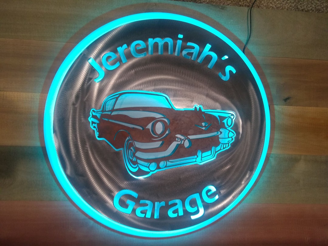 LED Lighted Garage Sign Metal Double Panel Home or - Etsy