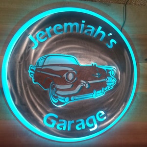 LED Lighted Garage Sign | Metal | Double Panel | Home or Business ...