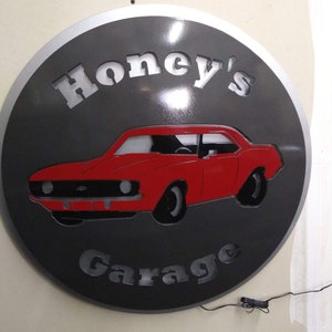 LED Lighted Garage Sign Metal Double Panel Home or - Etsy