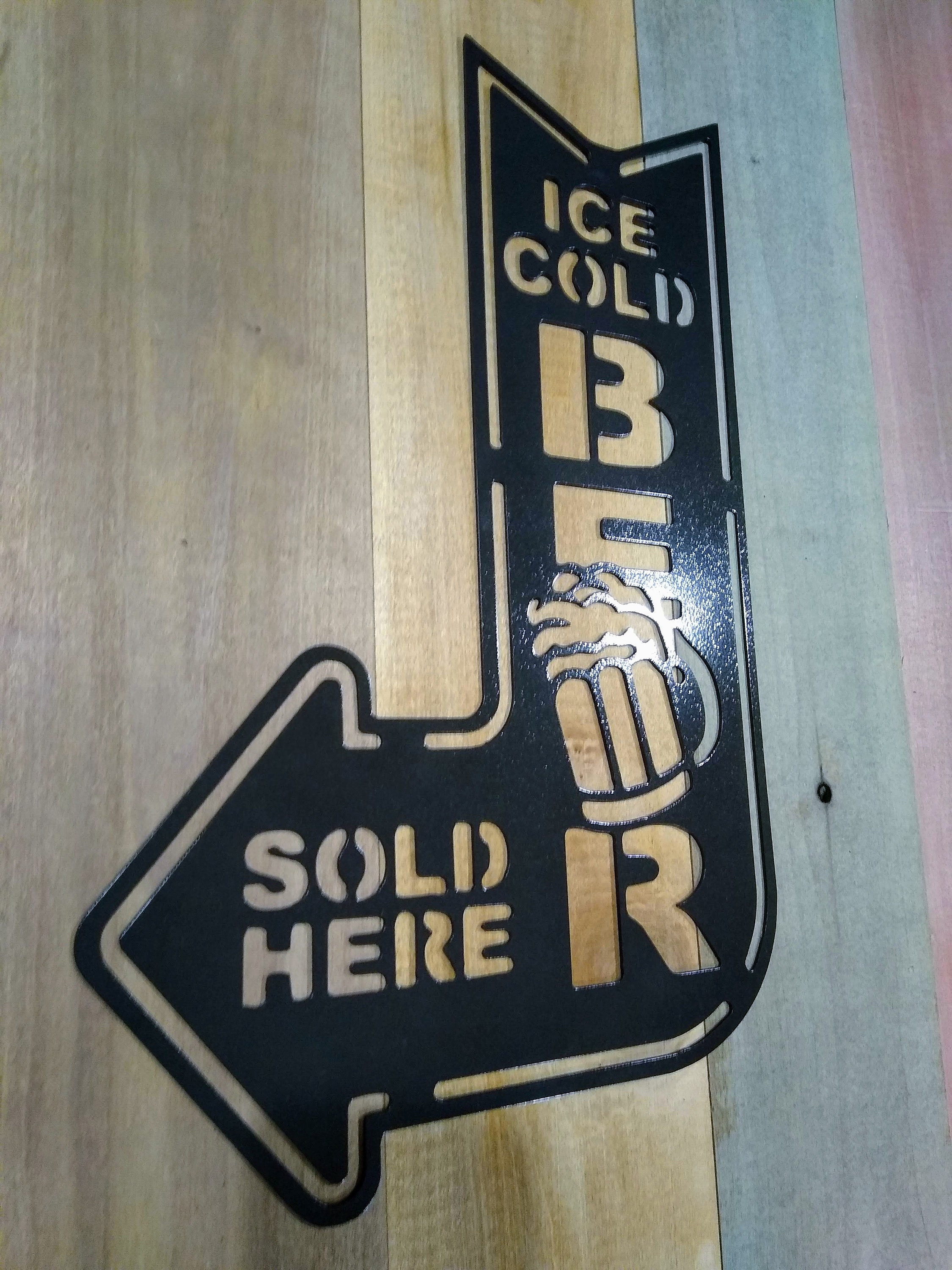 Ice Cold Beer Sign: Metal Bar Decor, Man Cave Sign - Etsy