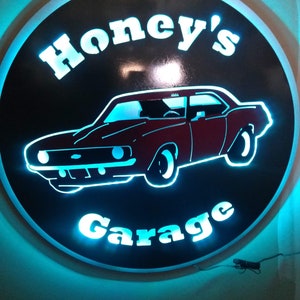 LED Lighted Garage Sign Metal Double Panel Home or - Etsy