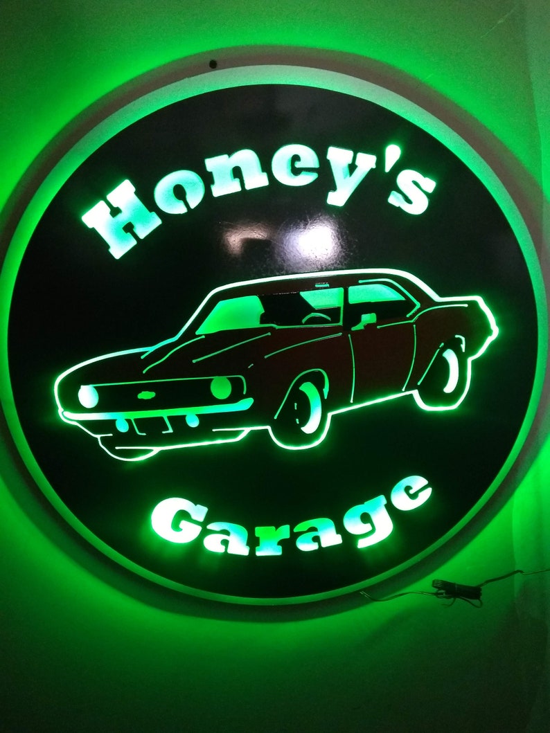 LED Lighted Garage Sign Metal Double Panel Home or - Etsy