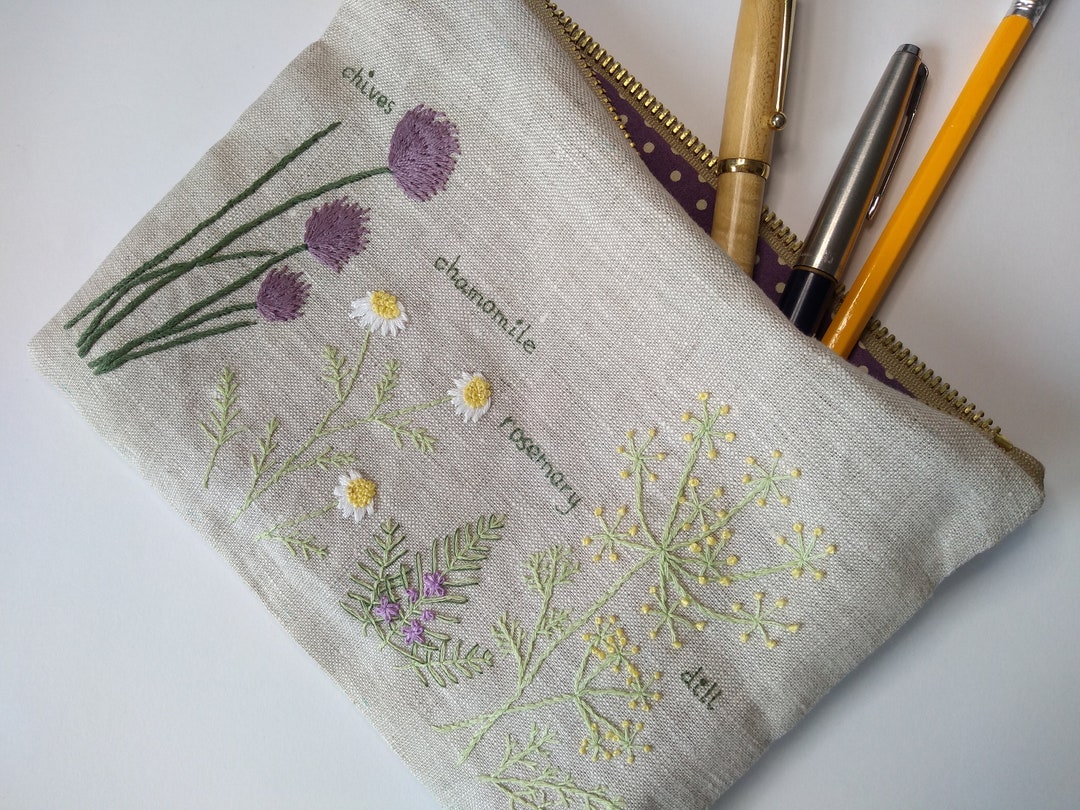Garden Herbs Pencil Case Embroidery Kit - Etsy