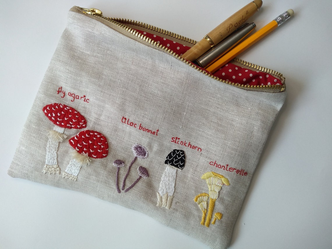 Mushroom Pencil Case Embroidery Kit - Etsy