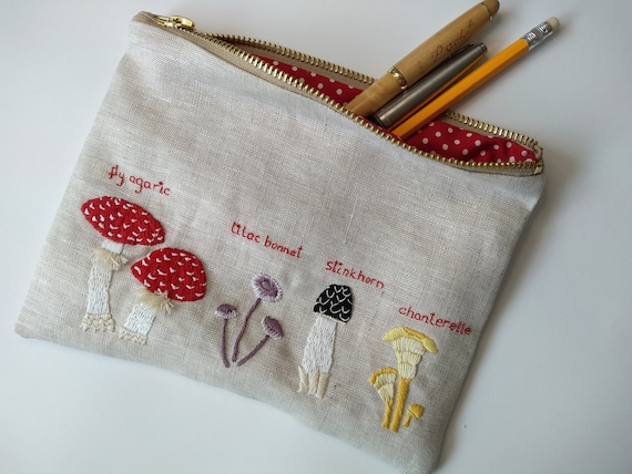 Mushroom Pencil Case Embroidery Kit - Etsy