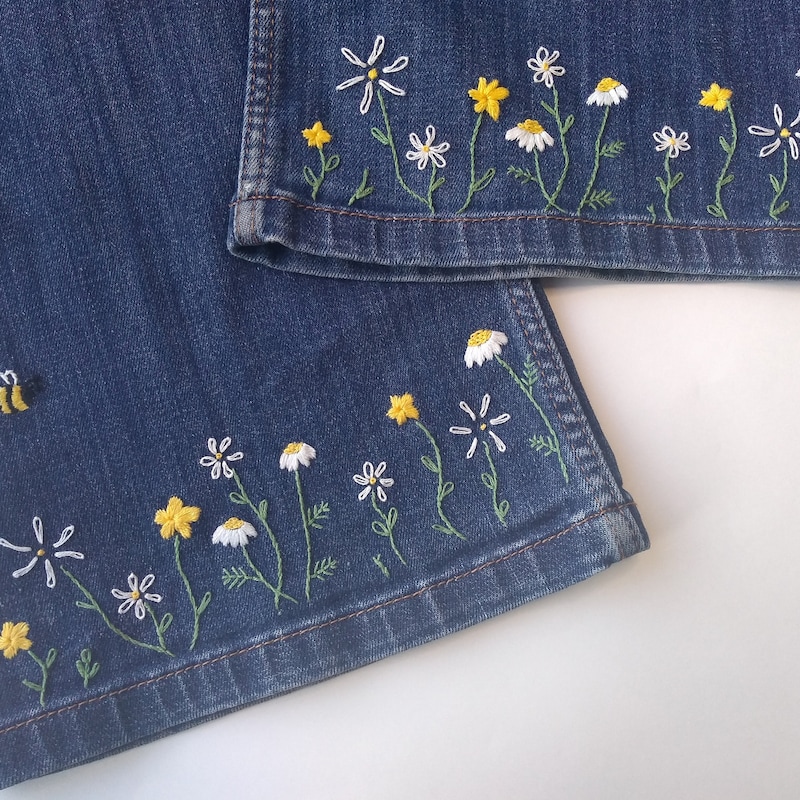 Embroidery Jeans - Etsy