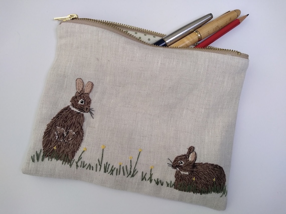 Rabbit Pencil Case Embroidery Kit | Etsy