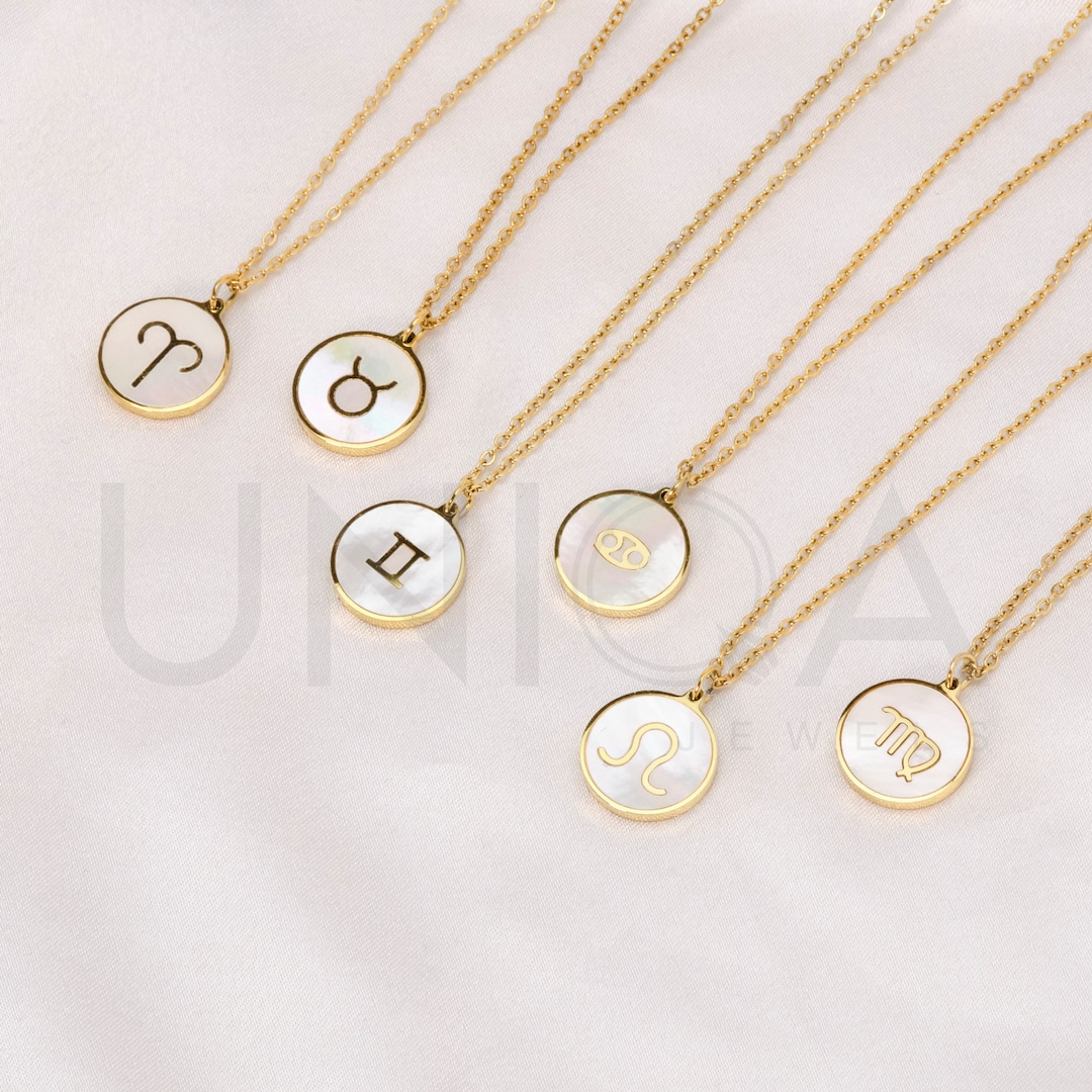 Gold Zodiac Necklace, Constellation Birthstone Sign Gifts Astrology Jewelry Birth Birthday Gift ...