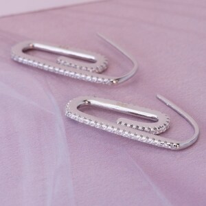 Paper Clip Earrings Paperclip Hoops Gold Clip Earrings Cz - Etsy