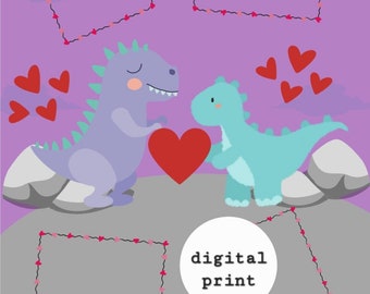 Dinosaur Valentine Cards printable kids - Etsy