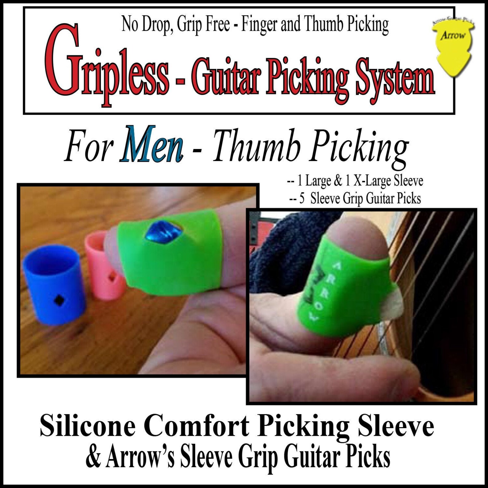 Gripless -no Grip Guitar Pick System- Helps: No Dropping, Arthritic ...