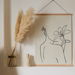 Fine Line Abstract Print, Flower Art, Abstract Art, Boho Print ...