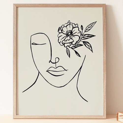 Fine Line Abstract Print Flower Art Abstract Art Boho - Etsy