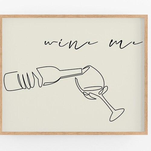 Wine Print Fine Line Drinks Cheers Bar Cart Prints Kitchen - Etsy