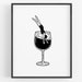 Retro Wine Print Fine Line Wine Art Bar Cart Prints Kitchen - Etsy