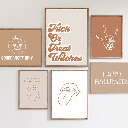 Boho Halloween Set of 6 Prints Halloween Wall Art Halloween - Etsy