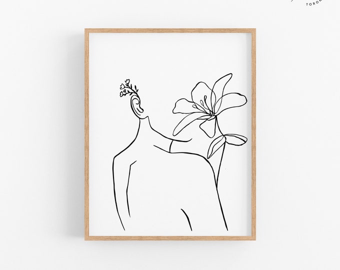 Fine Line Abstract Print, Flower Art, Abstract Art, Minimalist ...