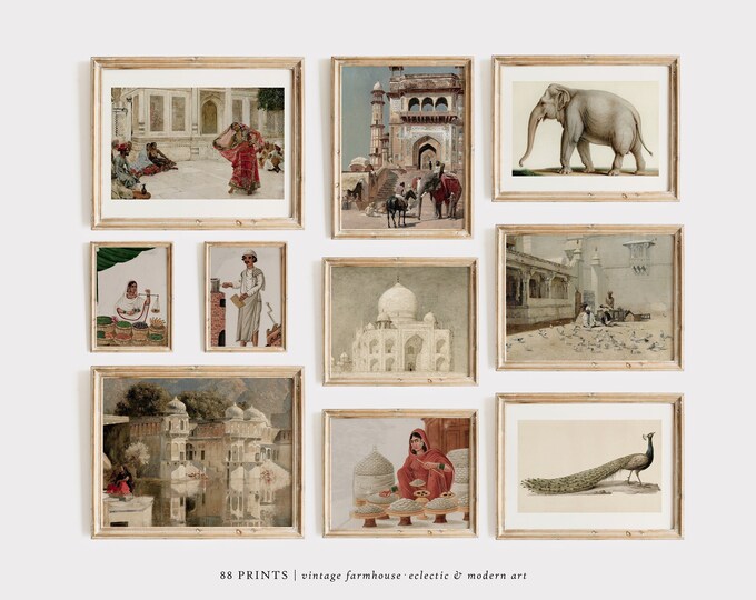Vintage India Gallery Wall Set of 10 Prints | Vintage Decor | India ...