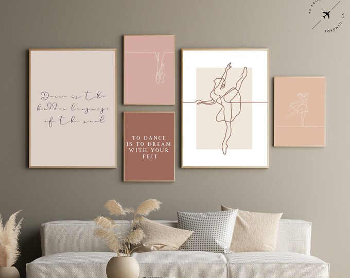 Ballerina Set of 5 Prints, Ballerina Wall Art, Ballerina Art, Ballerina ...
