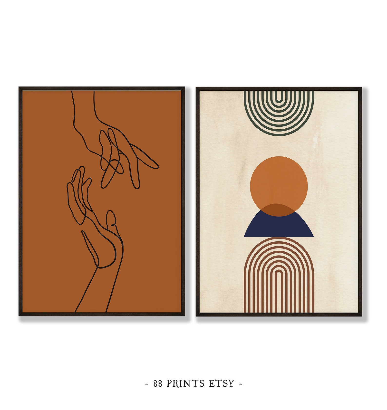 Color Block Set of 10 Prints Abstract Shapes Art Line Print - Etsy