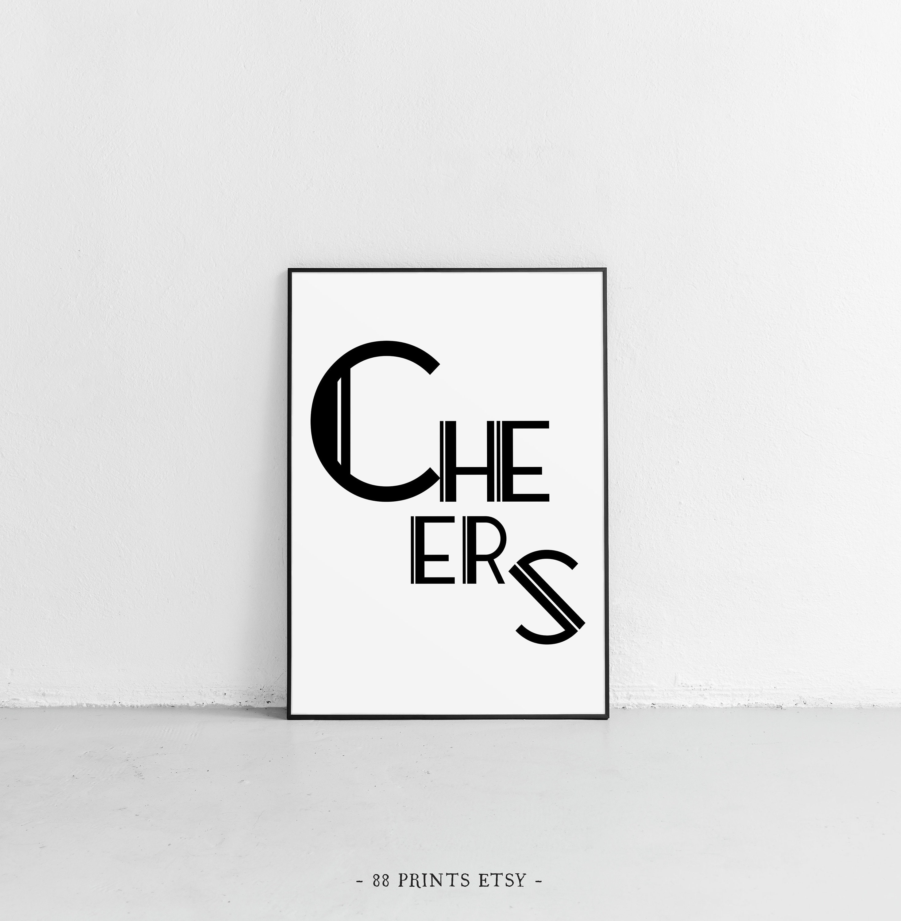 Cheers Print Cheers Art Cheers Sign Bar Cart Print Bar - Etsy España