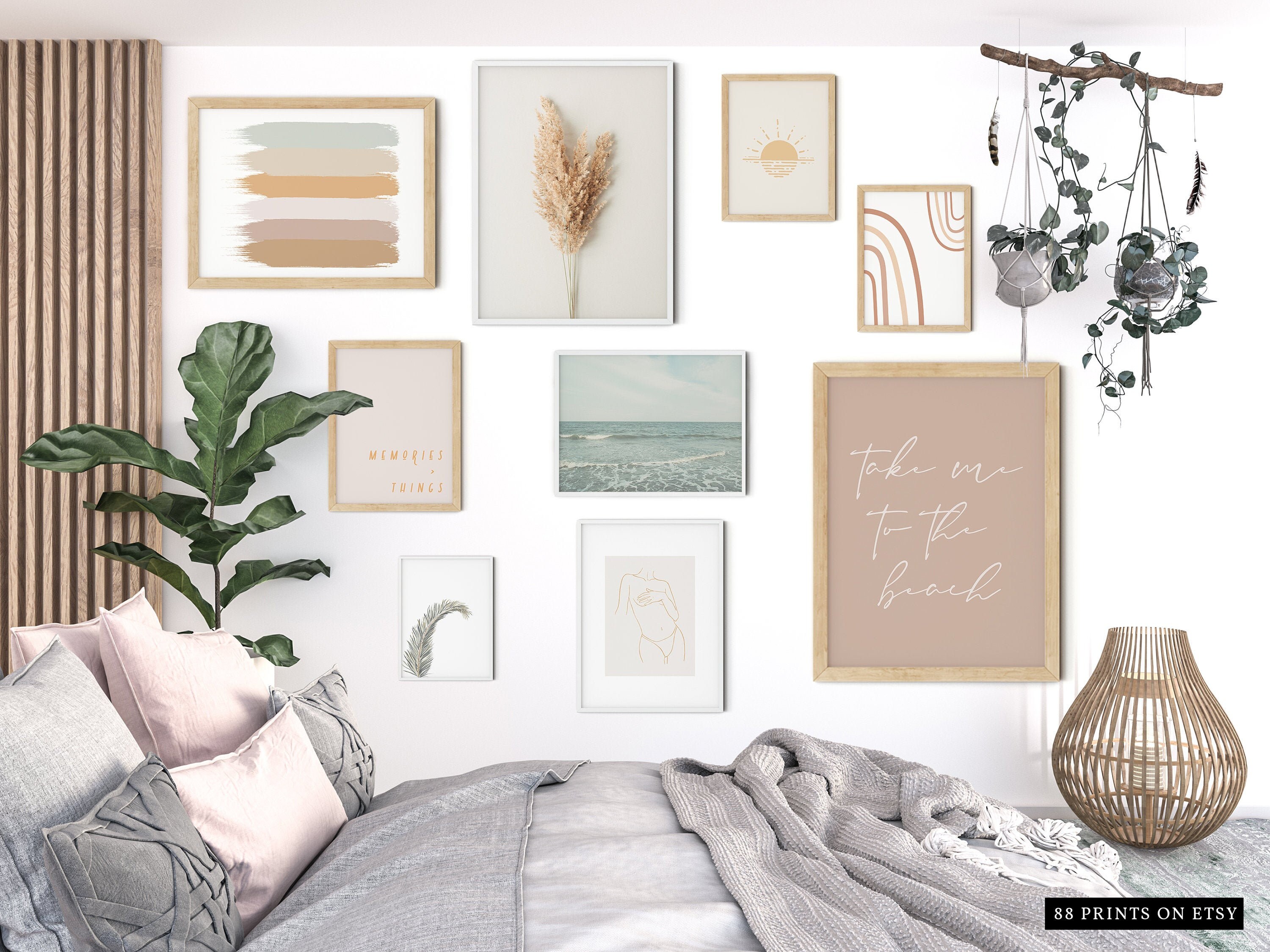 Wall Hangings Home & Living Printable Boho Beach Wall Art Ocean Gallery ...