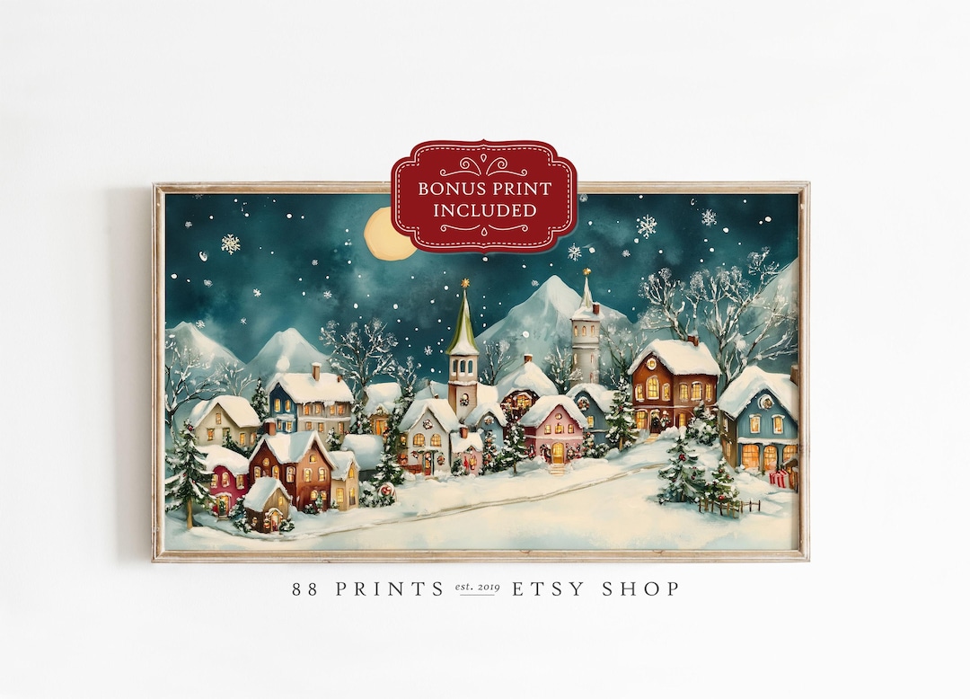 Snowy Village Christmas Frame TV Art Frame TV Art Christmas Frame TV ...