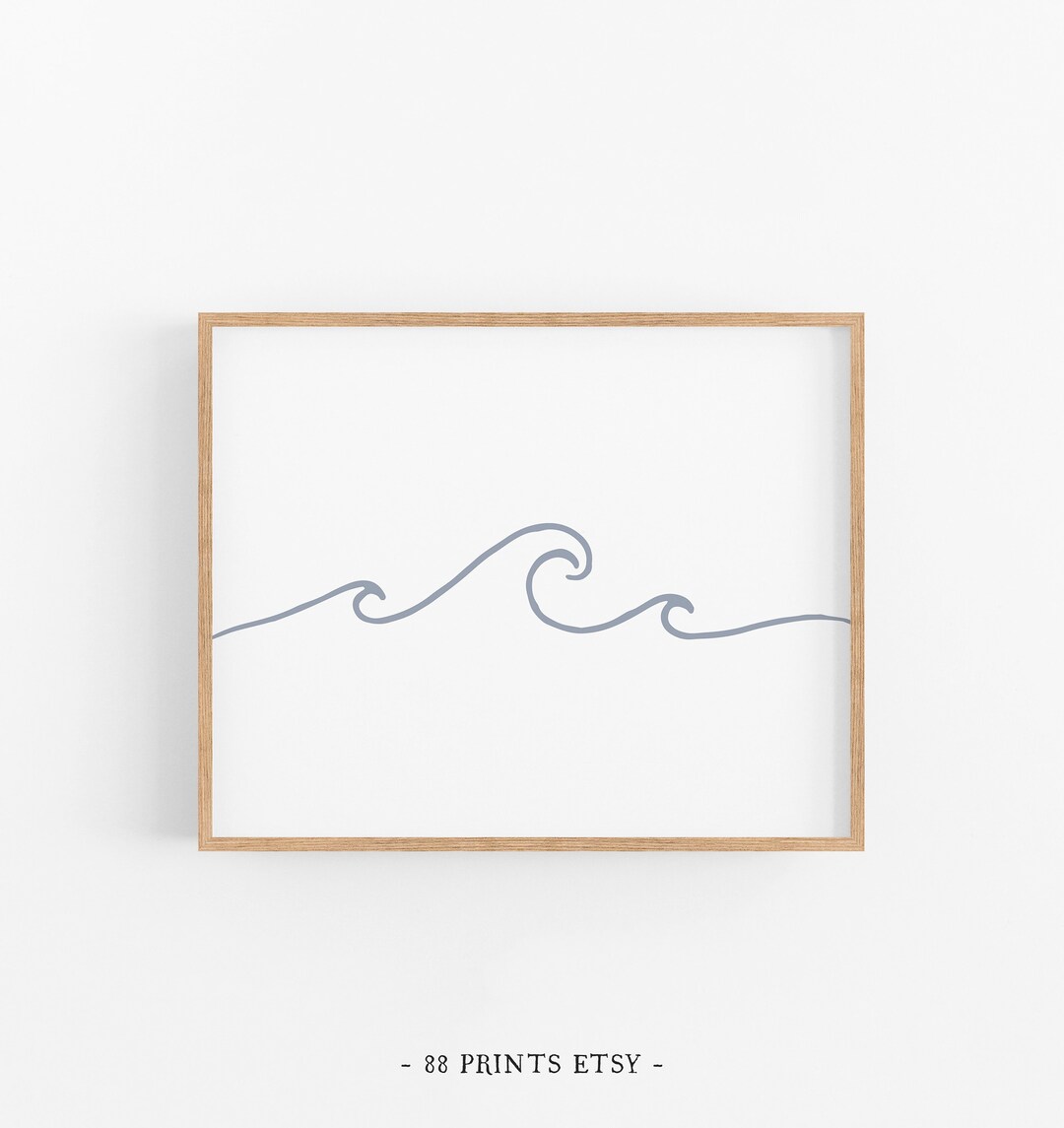Wave Print, Fine Line Print, Digital Download, Minimal Printable, Wall ...