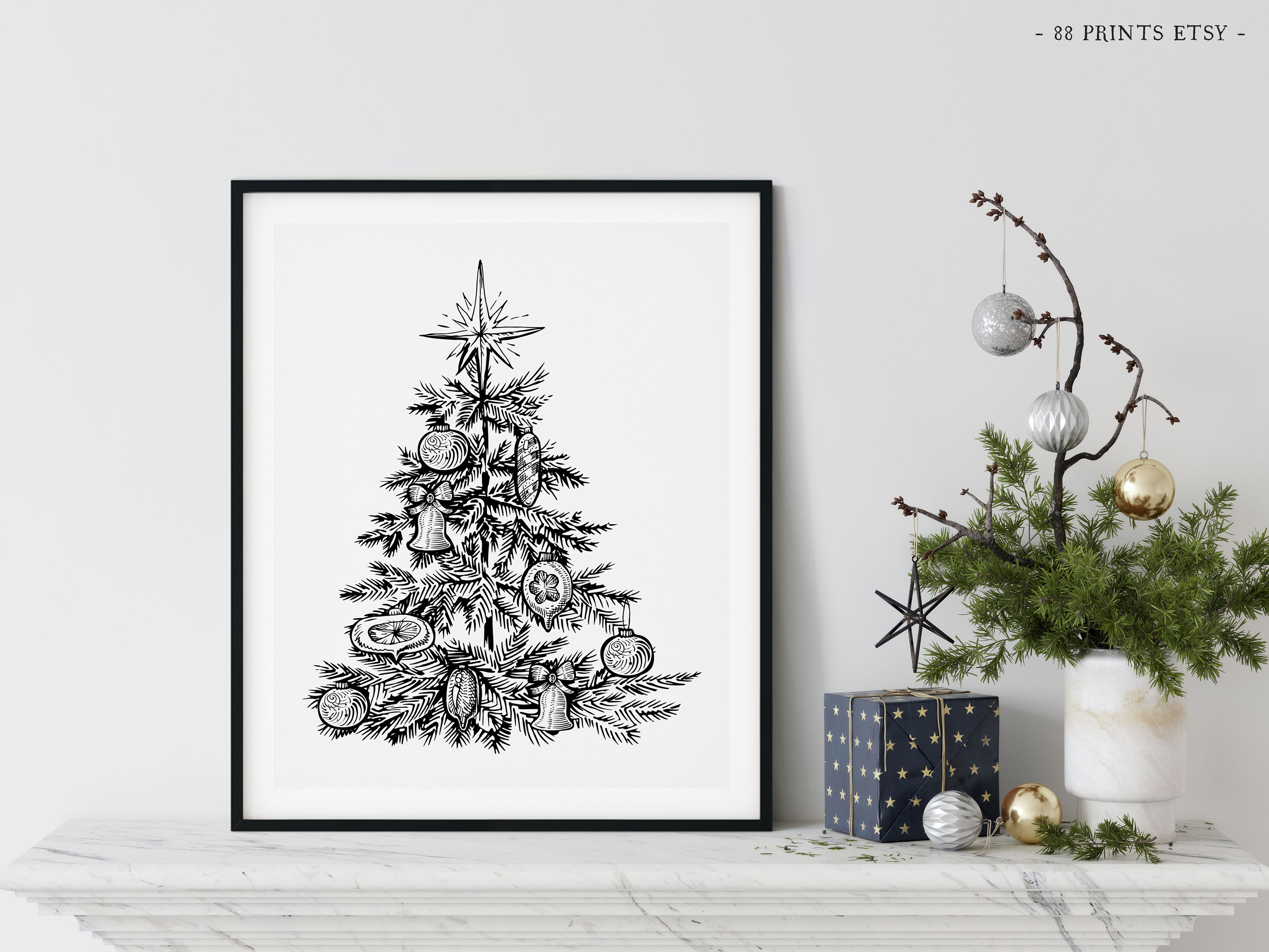 Black And White Christmas Prints