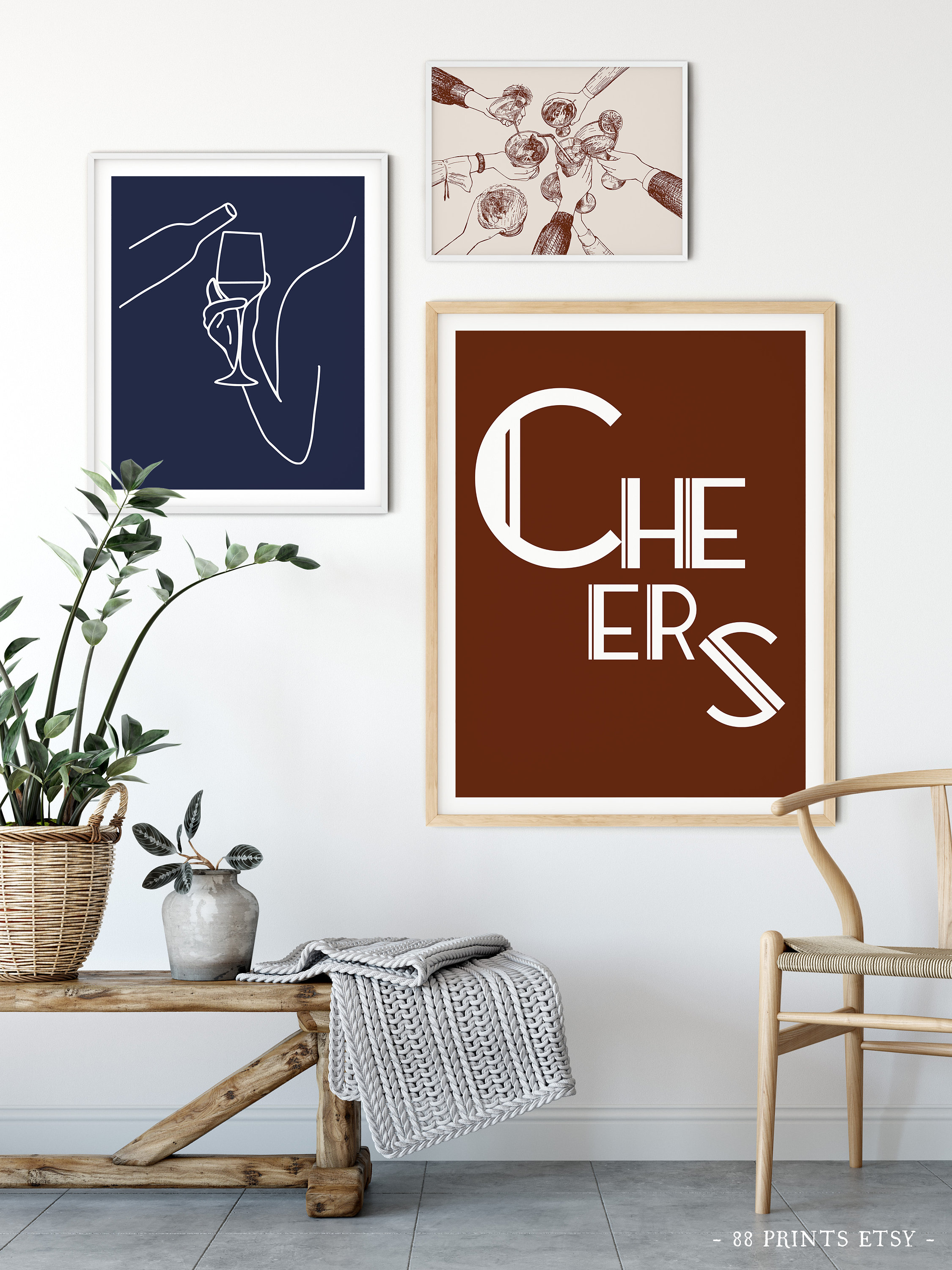 Cheers Print Cheers Art Cheers Sign Bar Cart Wall Decor | Etsy