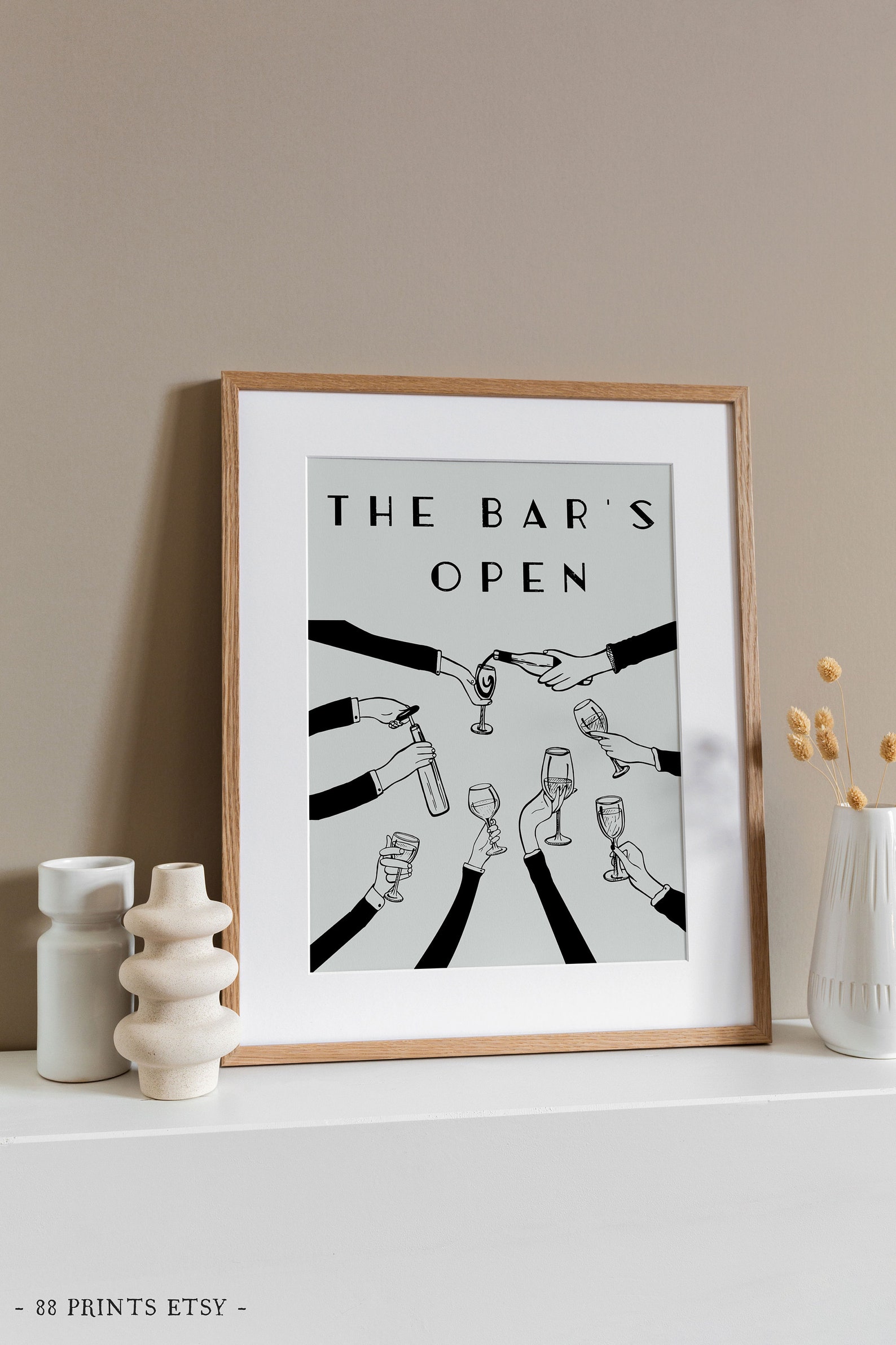 The Bar's Open Print Art Deco Bar Prints Retro Bar - Etsy