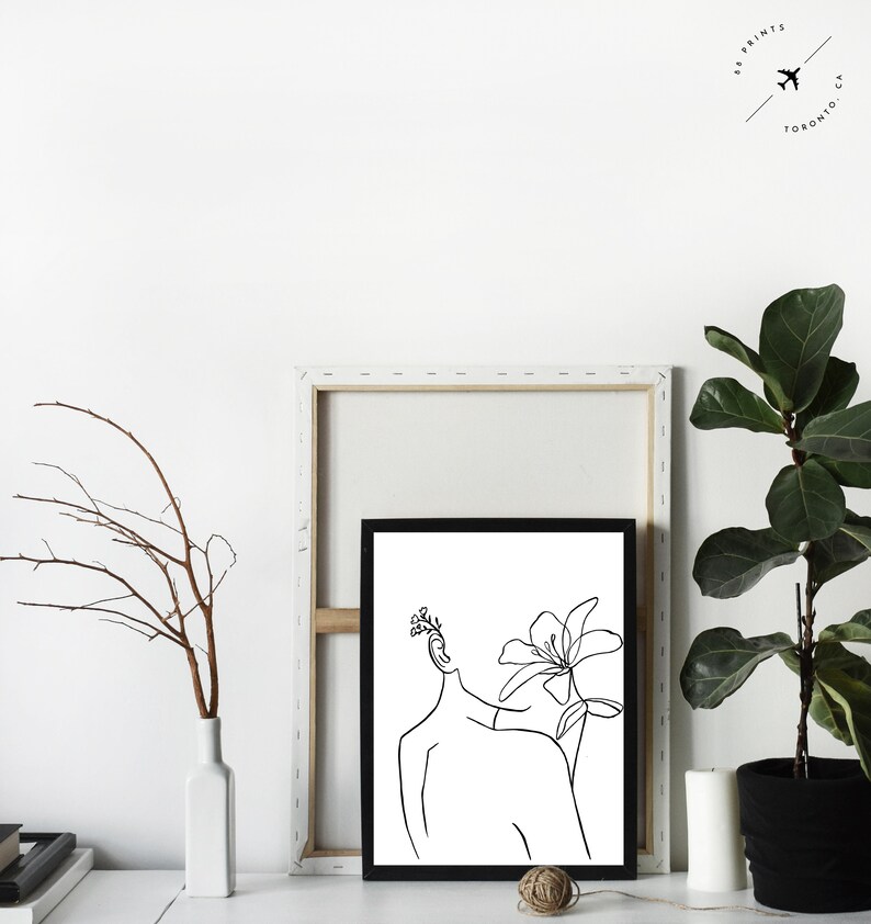 Fine Line Abstract Print Flower Art Abstract Art Minimalist - Etsy