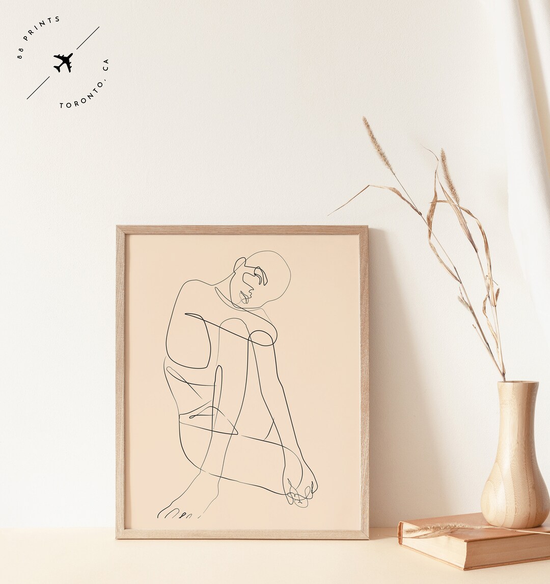 Woman's Body Fine Line Print Neutral, Abstract Art, Line Drawing ...