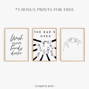 Kitchen Set of 8 Prints + 3 Bonus Prints for Free, Modern Kitchen Decor ...