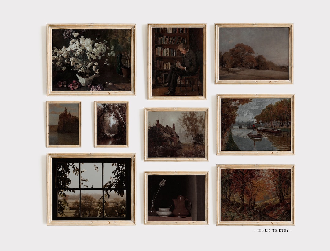 Moody Vintage Brown Gallery Wall Set of 10 Prints Autumnal Art Dark ...